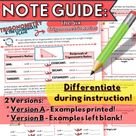 All Six Trigonometric Ratios Note Guide And Presentation Lesson Bundle