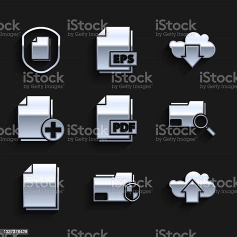 Pdf 파일 문서 문서 폴더 보호 클라우드 업로드 검색 개념 새 추가 다운로드 및 아이콘을 설정합니다 벡터 0명에 대한 스톡 벡터 아트 및 기타 이미지 Istock