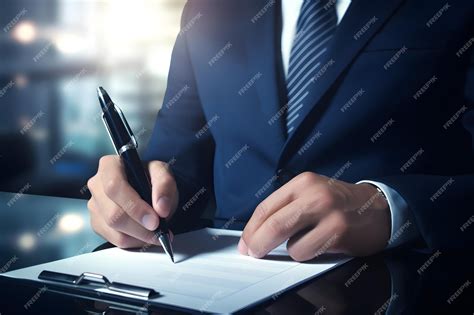 Premium Ai Image Businessman Use Pen To Tick Correct Sign Mark In