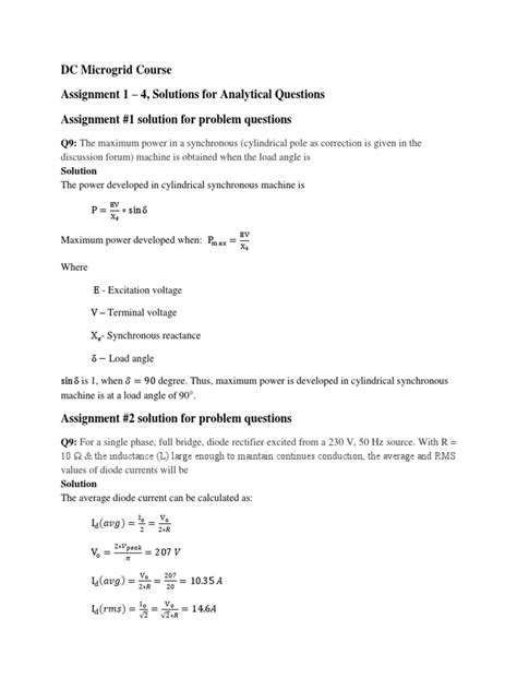 Assignment 1 To 4 Solution Pdf Power Inverter Rectifier