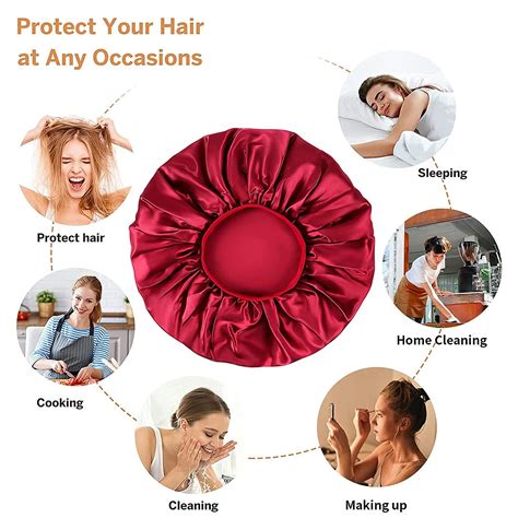 Kenllas Silk Satin Bonnet For Women 2 PCS Extra Large Caps For Long