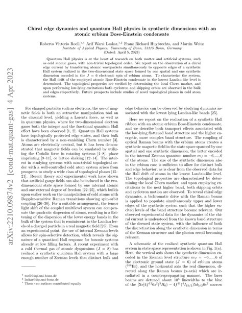 Pdf Chiral Edge Dynamics And Quantum Hall Physics In Synthetic