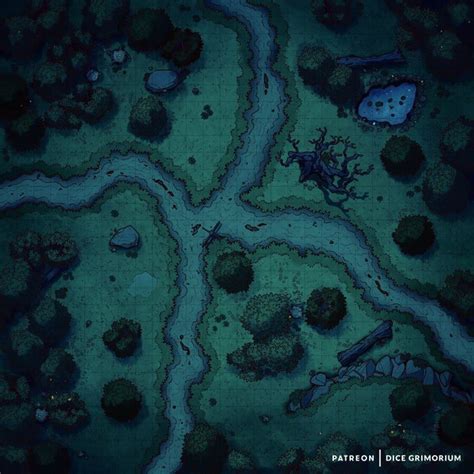 Dungeons And Dragons Crossroads Map Night Variant Fantasy Forest Battle