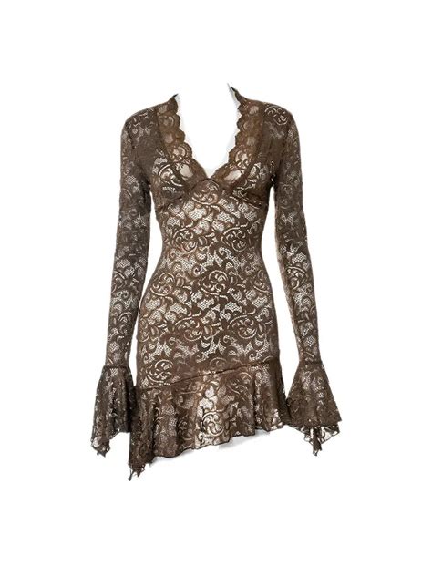 Alielnosirrah Cinnamon Lace Fabric See Through Dress Alielnosirrah