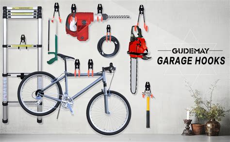Gudemay Garage Wall Hooks Pack Of 16 Heavy Duty Hooks With Screws And Rubber Protection