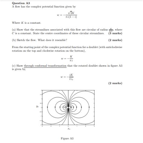 question a3 a flow has the complex potential function given by v2k