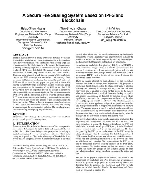 Pdf A Secure File Sharing System Based On Ipfs And Blockchain