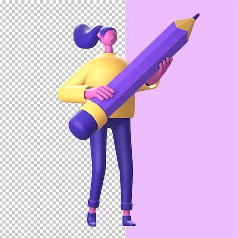 Premium Psd 3d Character Holding Pencil For Ui Ux Web Mobile Apps Social Media