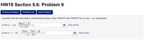 solved hw18 section 5 6 problem 9 previous problem problem