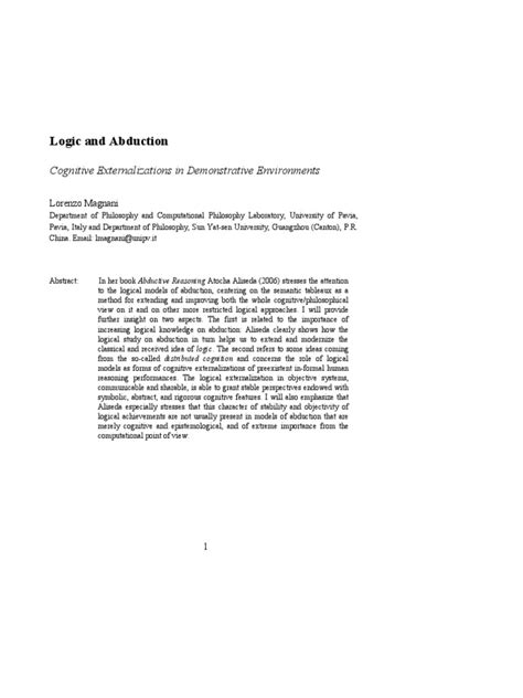 Magnani Logic And Abduction Download Free Pdf Logic Reason