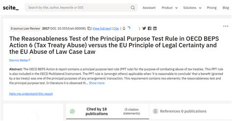 The Reasonableness Test Of The Principal Purpose Test Rule In Oecd Beps