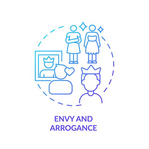 2d Thin Line Gradient Icon Envy And Arrogance Concept Isolated Vector Blue Illustration