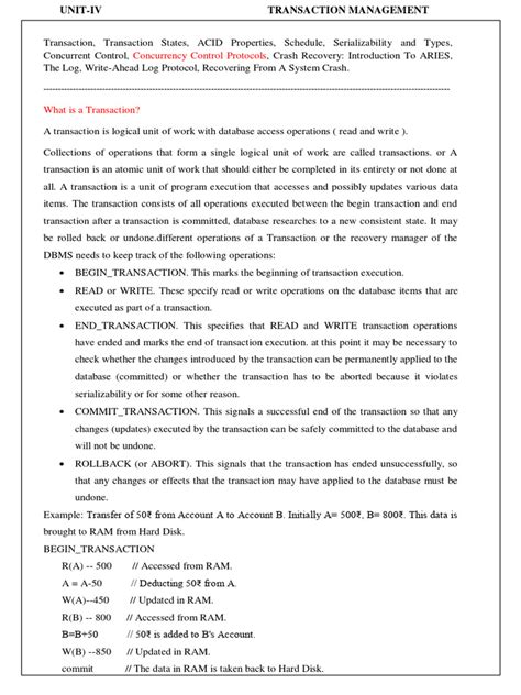 Unit Iv Dbms College Pdf