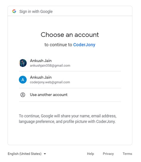 CoderJony Authentication With Google Account Using OpenID Connect
