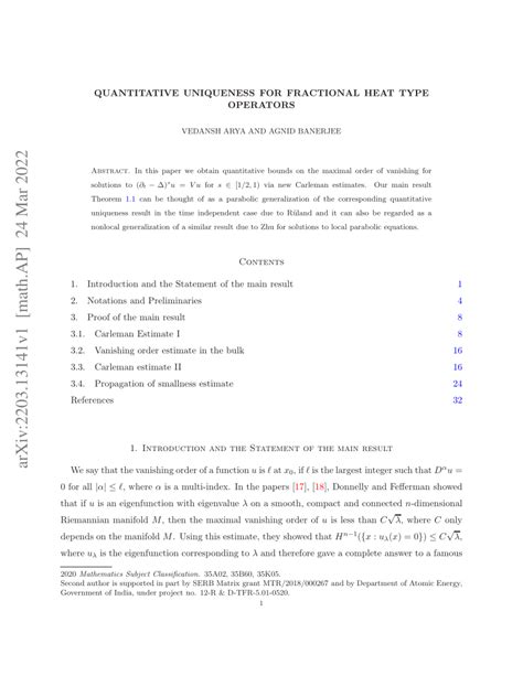 Pdf Quantitative Uniqueness For Fractional Heat Type Operators