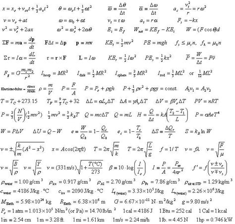 Physics 24 Equations And Conversion Factors Equations Conversion Factors Physics