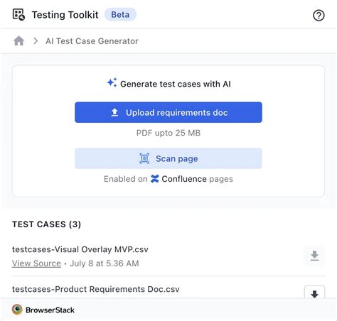 Test Case Generator Agent Browserstack Docs