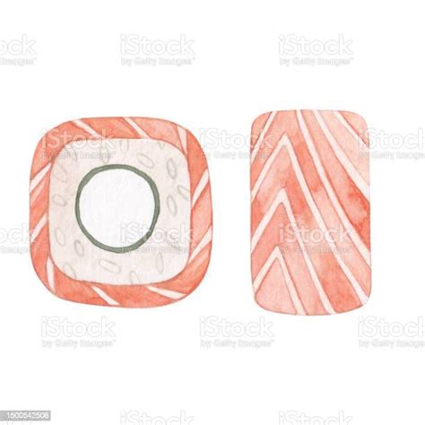 연어와 필라델피아 치즈를 곁들인 롤의 수채화 그림 일본 스낵 손으로 그렸습니다 흰색 배경에 격리되어 있습니다 건강한 생활방식에 대한 스톡 벡터 아트 및 기타 이미지 Istock