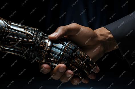 Premium Photo Robot And Human Hands Touch Each Other Friendship Between Artificial And Real