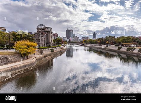 View Along The Motoyasu River Autumn At The Atomic Bomb Memorial