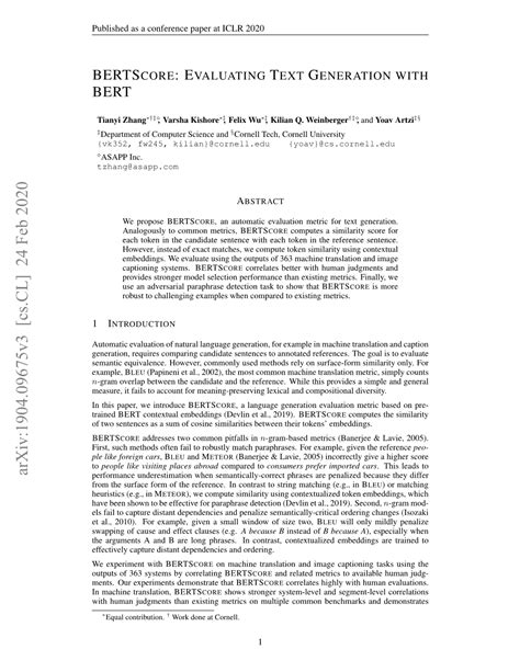Bertscore Evaluating Text Generation With Bert Docslib