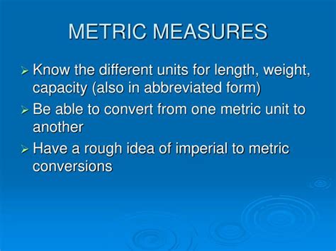 PPT METRIC MEASURES PowerPoint Presentation Free Download ID 194236