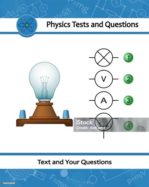 홀더가있는 전구 아이콘 전기 구성표를 사용한 물리적 테스트 정답을 찾으십시오 간단한 전기 회로도 전구 물리 수업 학교에서의 실습 물리학 실험실 자습서 검사 보기에 대한 스톡