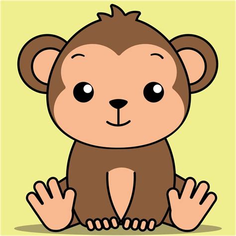 Macaco Bebê Fofo Macaco Kawaii Sentado Vetor Premium