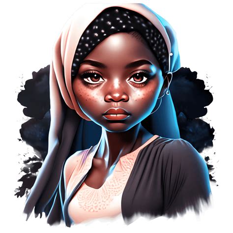 Stunning Africanamerican Anime Girl In Khimar Graphic · Creative Fabrica