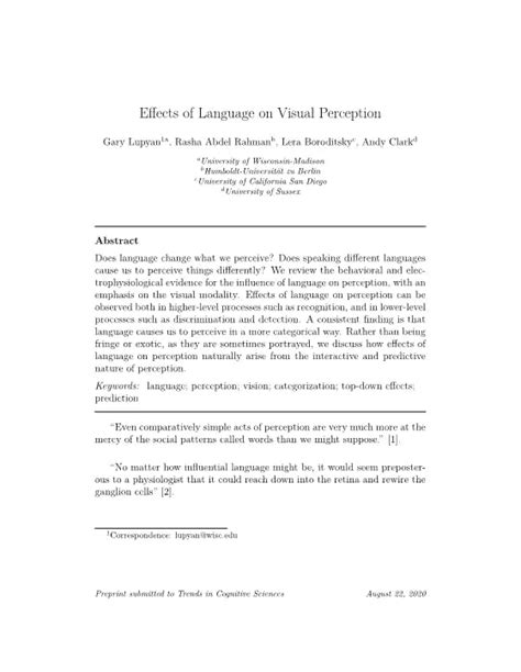 Effects Of Language On Visual Perception Docslib