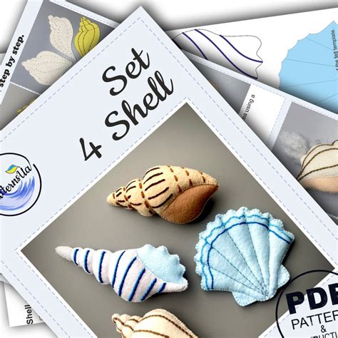 Felt Seashells Sewing Pattern Coastal Decor Ornaments Pdf Pattern Etsy
