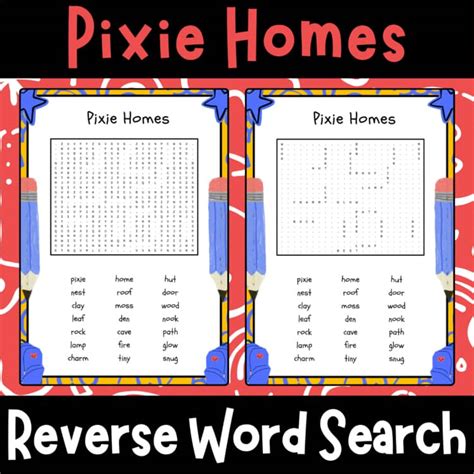 Pixie Homes Reverse Word Search Engaging Fairy Themed Vocabulary Puzzle