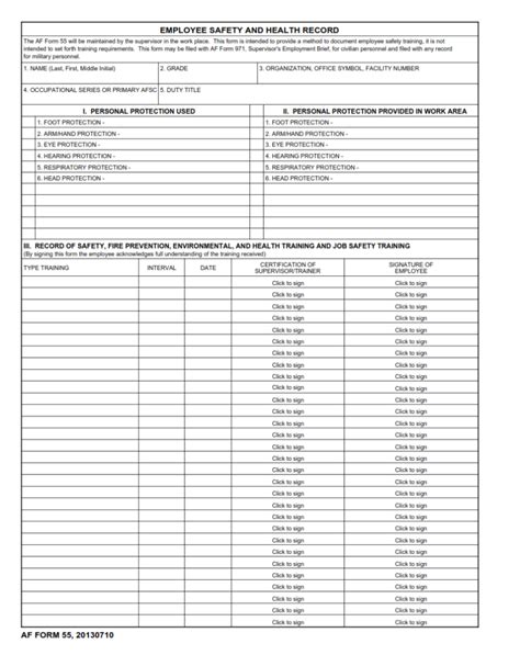 Af Form 55 Employee Safety And Health Record Finder Doc