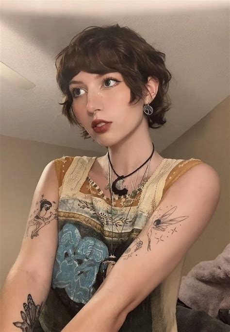 Trans Woman Short Hair Messy Hairstyle Short Short Pixie Cut With