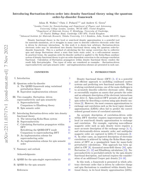 Pdf Introducing Fluctuation Driven Order Into Density Functional