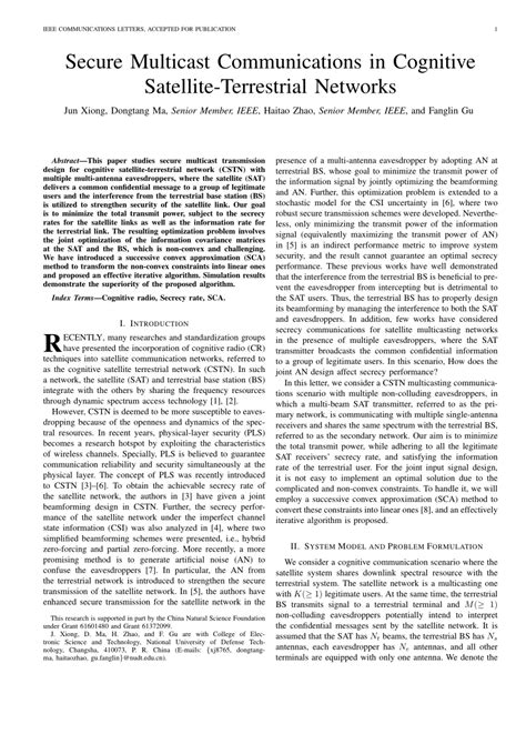 Pdf Secure Multicast Communications In Cognitive Satellite