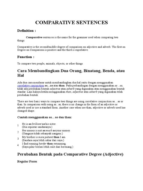 Comparative Sentences Explained Pdf Adjective Adverb