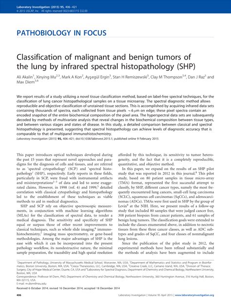 Classification Of Malignant And Benign Tumors Of The Lung By Docslib