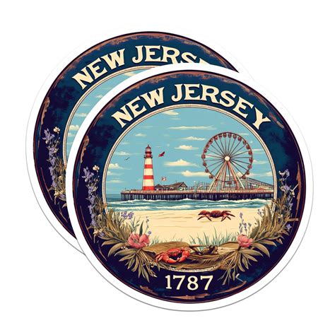 2 Pack New Jersey Magnets State Seal Beach And Boardwalk