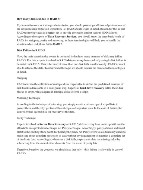 How Many Disks Can Fail In Raid 5 Pdf