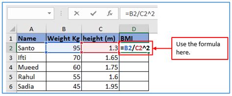How To Calculate BMI In Excel Body Mass Index Resource
