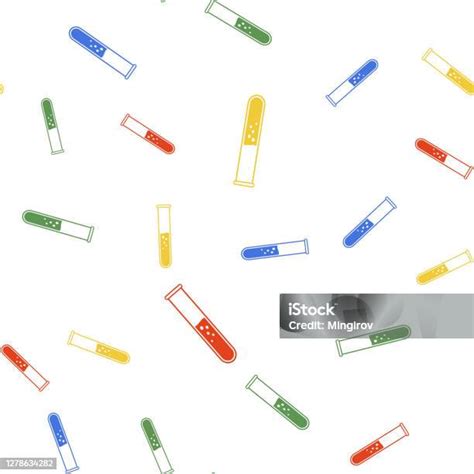 색상 테스트 튜브 및 플라스크 화학 실험실 테스트 아이콘 흰색 배경에 원활한 패턴을 격리 벡터 0명에 대한 스톡 벡터 아트 및