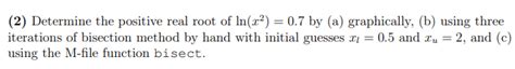 Solved Determine The Positive Real Root Of Ln X 2 0 7 By