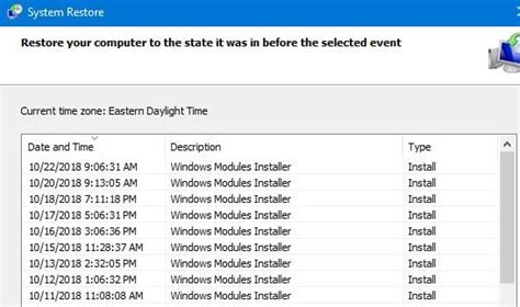 Windows Modules Installer Listed In System Restore Points Windows 10