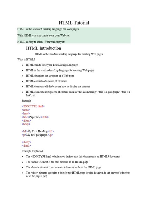 Introduction Pdf Html Html Element