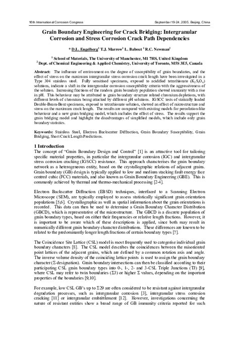 Pdf Grain Boundary Engineering For Crack Bridging A New Model For Intergranular Stress