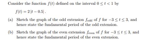 solved consider the function f t ﻿defined on ﻿the interval