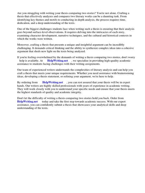 Thesis Comparing Two Stories Pdf Essays Thesis