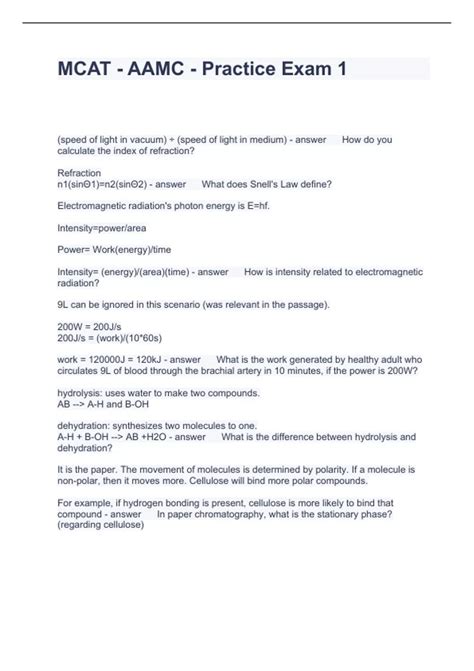 Mcat Aamc Practice Exam 1 Questions With Correct Answers 2024 Aamc Stuvia Us