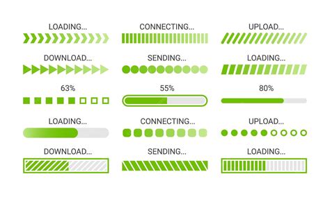 Premium Vector Loading Bar Green Download Progress Loader Buffer